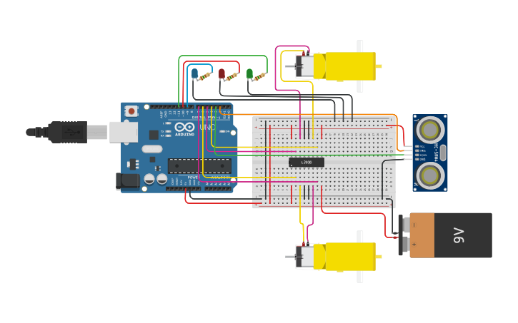 Circuit design carro. - Tinkercad
