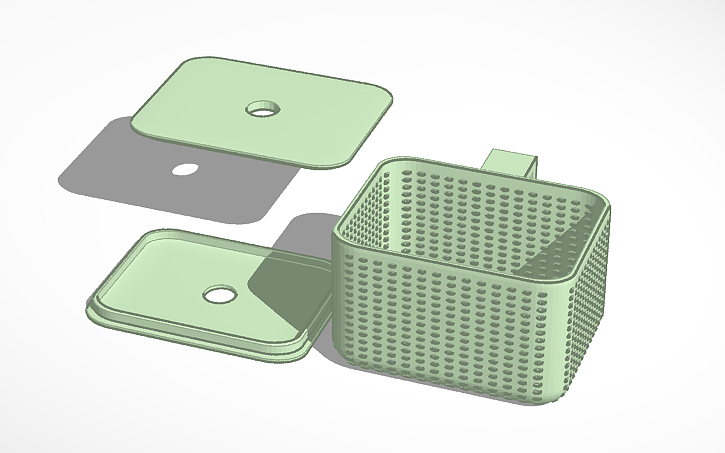 3d Design Perforated Box With Solid Lid And Hanger Tinkercad