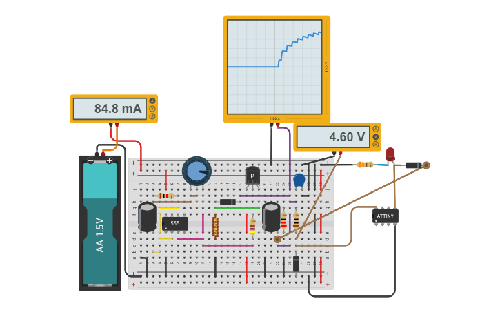 Circuit design Joules thief 5 volts v4.0 - Tinkercad