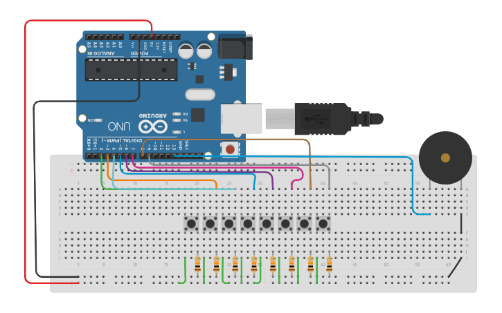 Circuit design projeto-piano | Tinkercad