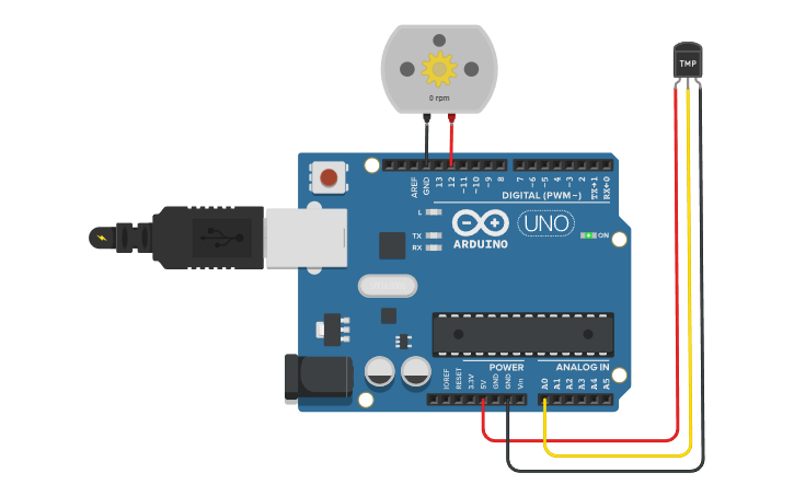 Circuit design Temperature and Humidity Control - Tinkercad