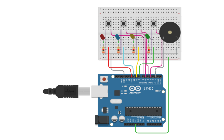 Circuit Design Simon Game Tinkercad