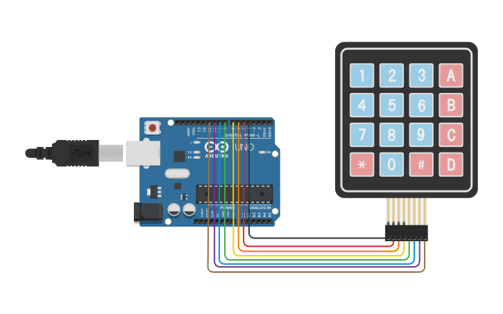 Circuit design TECLADO MATRICIAL - Tinkercad