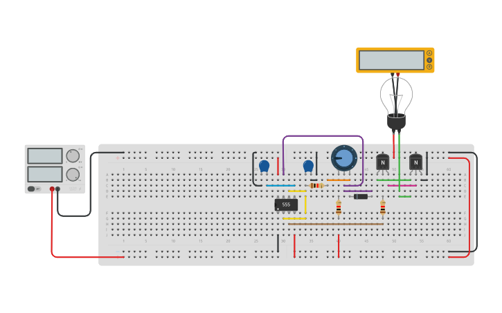 Circuit design Task 4: PWM Lamp Dimmer Circuit Using IC 555 Timer - Tinkercad