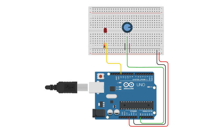 Circuit design Potentiometer Analog Input With Arduino in Tinkercad - Tinkercad