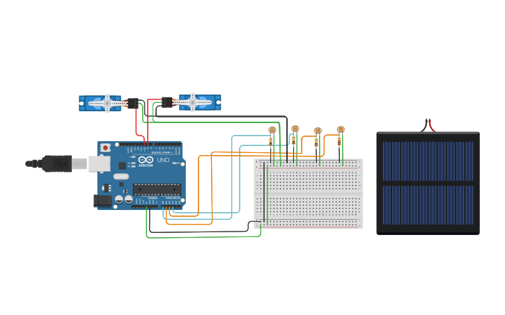 Circuit design Dual Axis Solar Tracker - Tinkercad