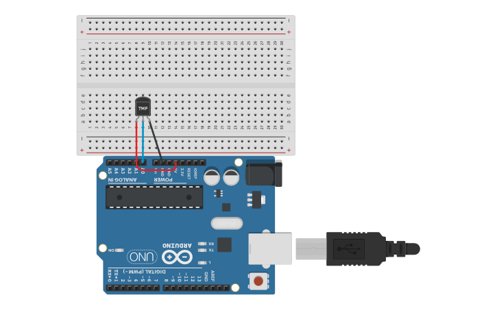 Circuit design Sensore di temperatura - Tinkercad