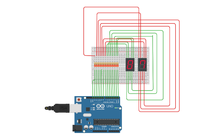 Circuit design 7 segment - Tinkercad