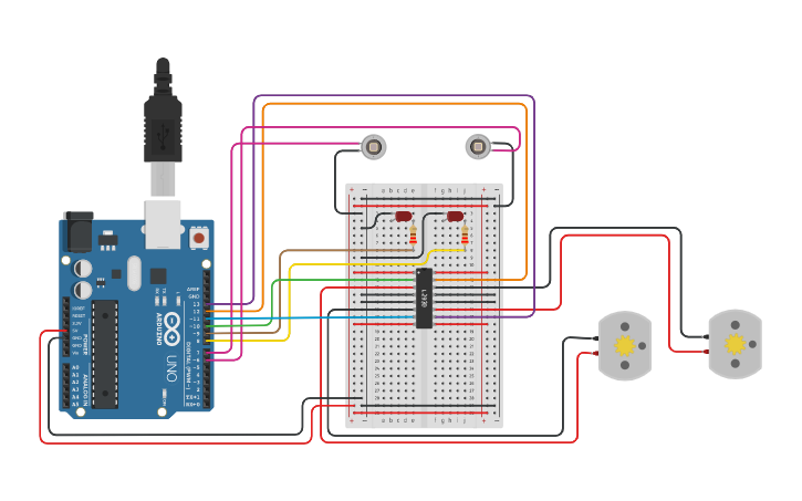 Circuit design LINE FOLLOWER BRAM - Tinkercad