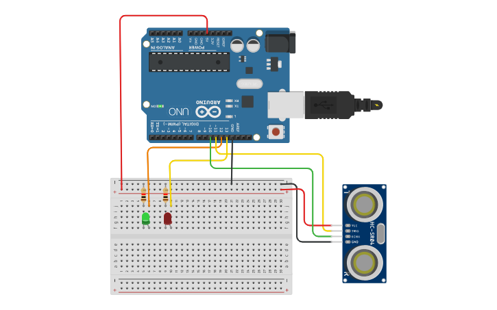 Circuit Design Pengendali Jarak Tinkercad