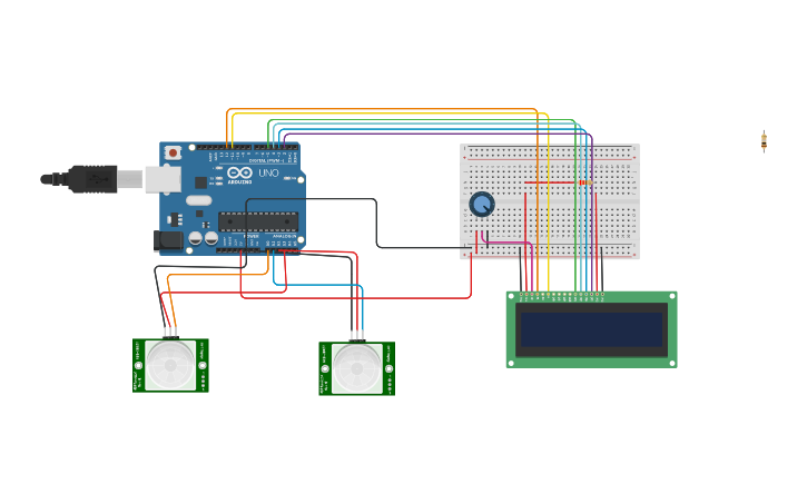 Circuit design Building visitor counter - Tinkercad