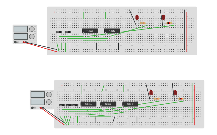 Circuit design Half Adder and Full Adder - Tinkercad Circuit design Half Adder and Full Adder - Tinkercad