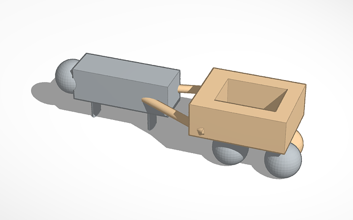 3D design Bullock cart with Bull - Tinkercad