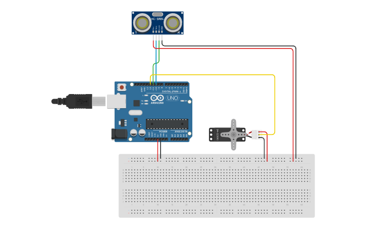 Circuit design Arduino Ultrasonik Radar Projesi - Tinkercad