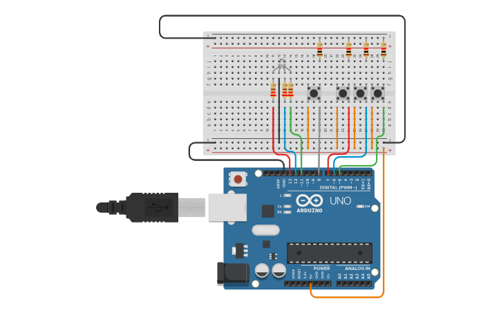 Circuit design RGB - Tinkercad