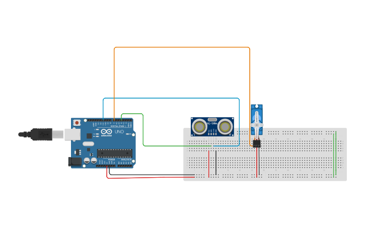 Circuit design Automatic Gate using ultrasonic sensor - Tinkercad