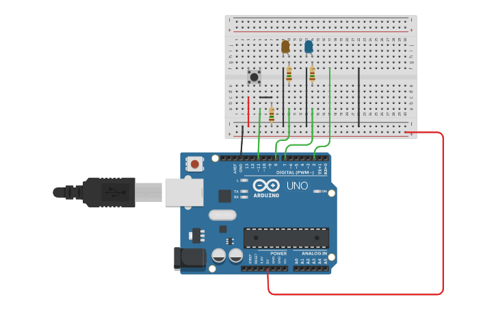 Circuit design troca LED arduino | Tinkercad