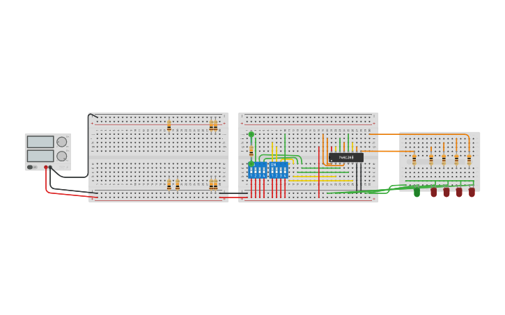 Circuit design sumator z układem 74HC283 | Tinkercad