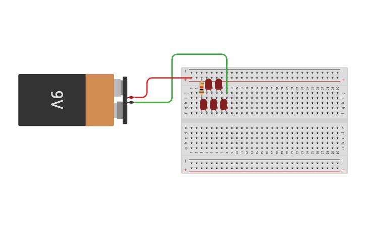 Circuit design Series Connection using breadboard - Tinkercad