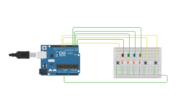Circuit design LED Sequence - Tinkercad Circuit design LED Sequence - Tinkercad
