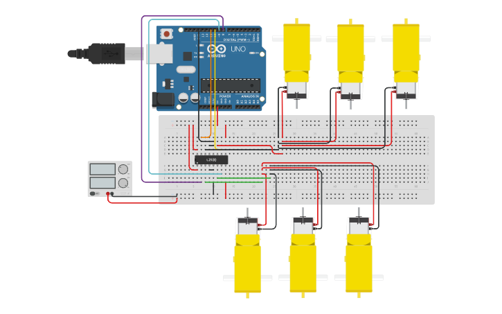 Circuit design CAR_PROJECT_USING_L293D | Tinkercad