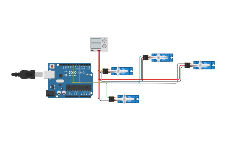 Circuit design Arm Robot - Braço Robótico - Tinkercad