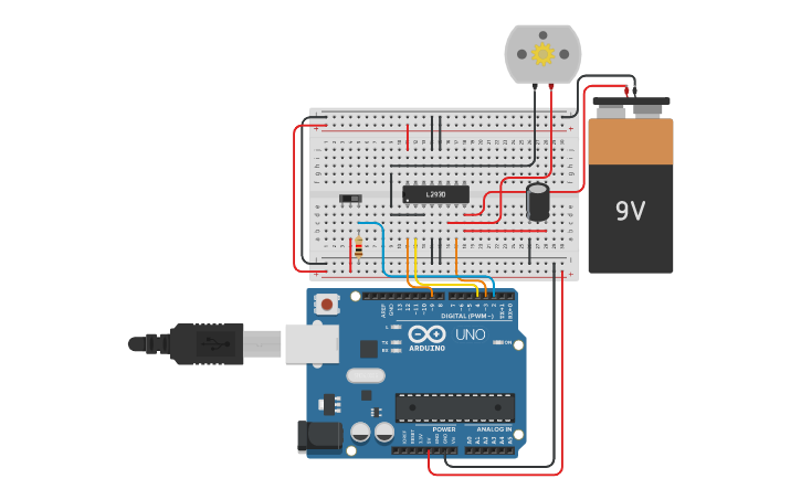 Circuit design DC MOTOR CONTROL USING AN H-BRIDGE - Tinkercad