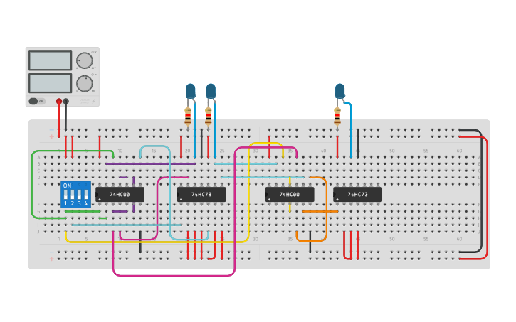 Circuit Design Exp 8 3 Bit Asynchronous Up Down Counter Tinkercad