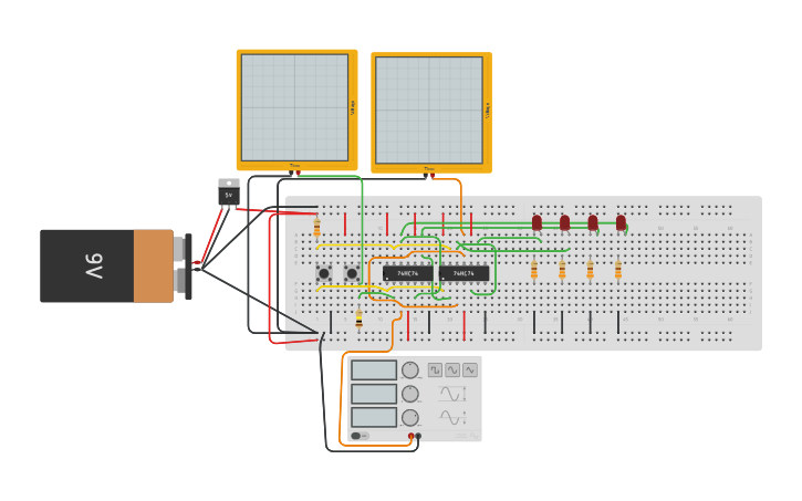 Circuit design SIPO | Tinkercad