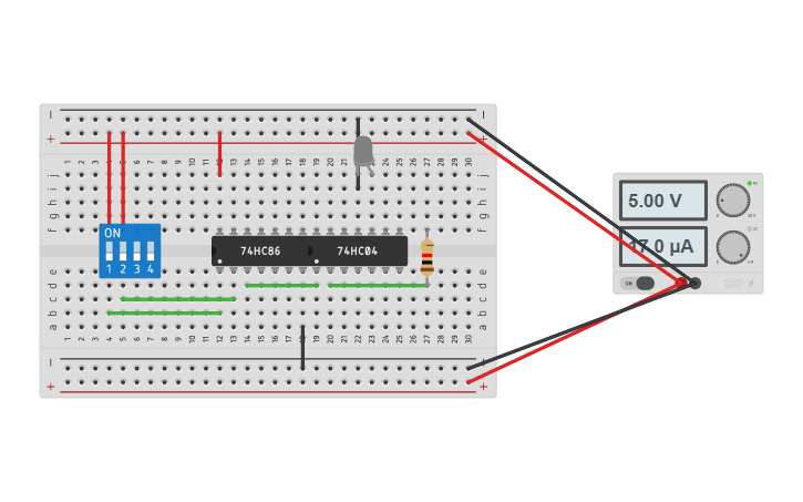Circuit design XNOR GATE - Tinkercad