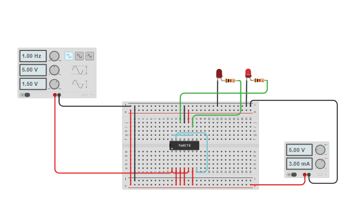 Circuit design mod 3 synchronous counter - Tinkercad