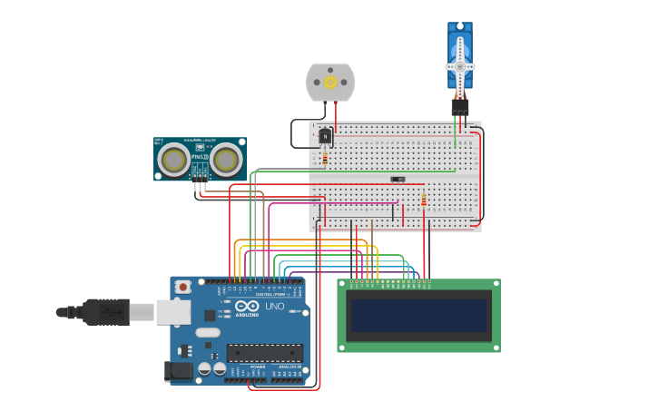 Circuit design Automatic Pump and Water Level Controller - Tinkercad