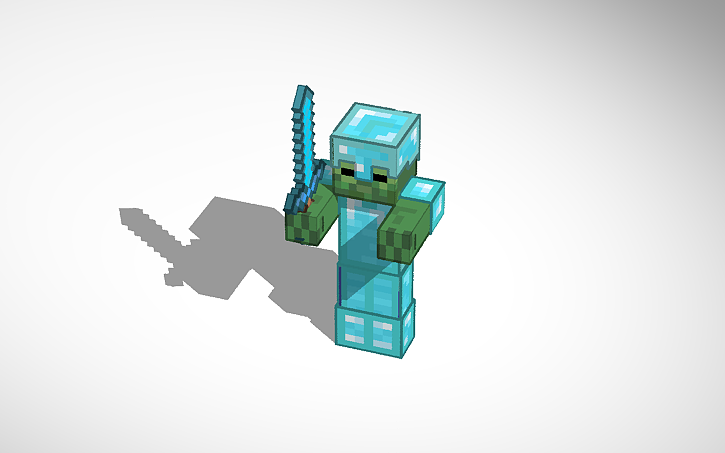 3D design Minecraft Zombie In Diamond Armor - Tinkercad