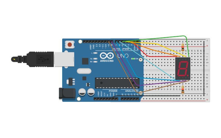 Circuit design Display + Led | Tinkercad