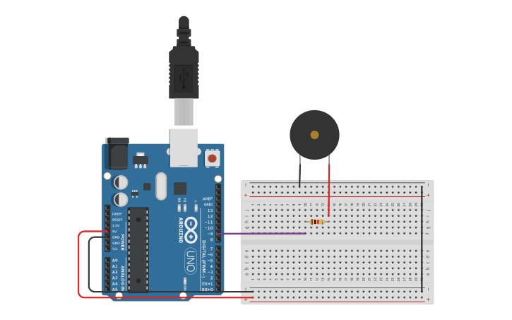 Circuit design Sensor Buzzer - Tinkercad