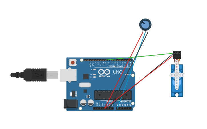 Circuit design Potenciometro con ServoMotor - Tinkercad Circuit design Potenciometro con ServoMotor - Tinkercad