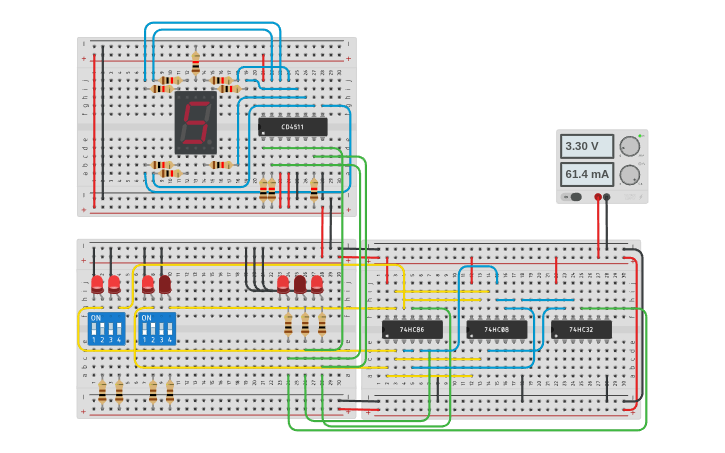 Circuit design Somador Completo de 2 bits - Tinkercad