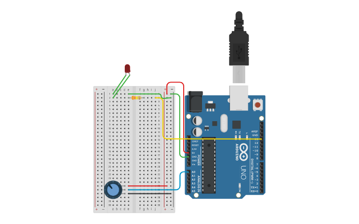 Circuit design Potentiometer - Tinkercad