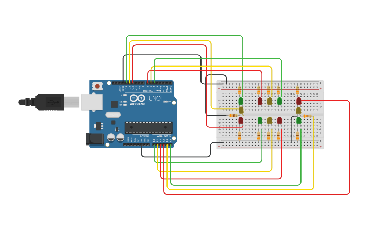 Circuit design EXAMEN_Problema de Semáforos - Tinkercad