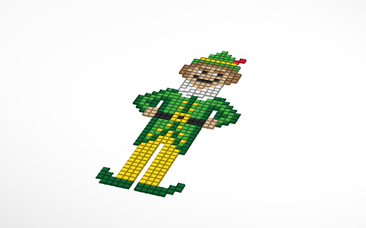 3D design buddy the elf pixel art - Tinkercad