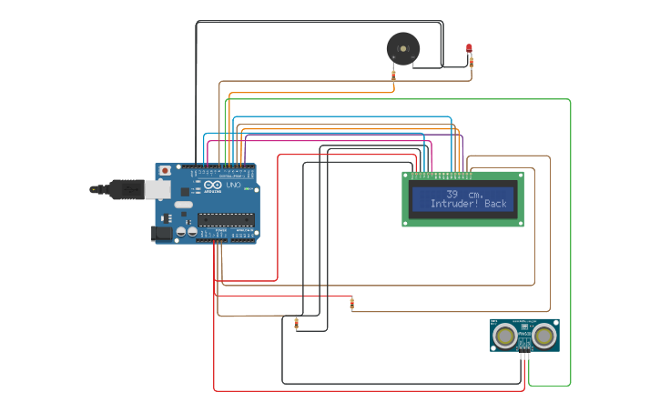 Circuit design Ultra-Sonic Sensor - Tinkercad