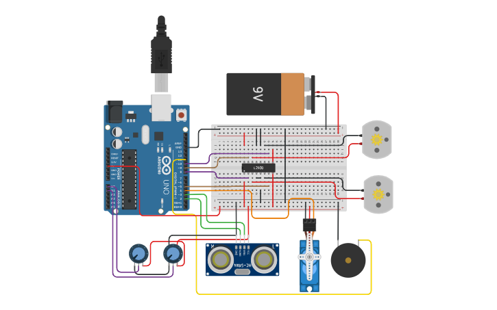 Circuit design CAR - Tinkercad