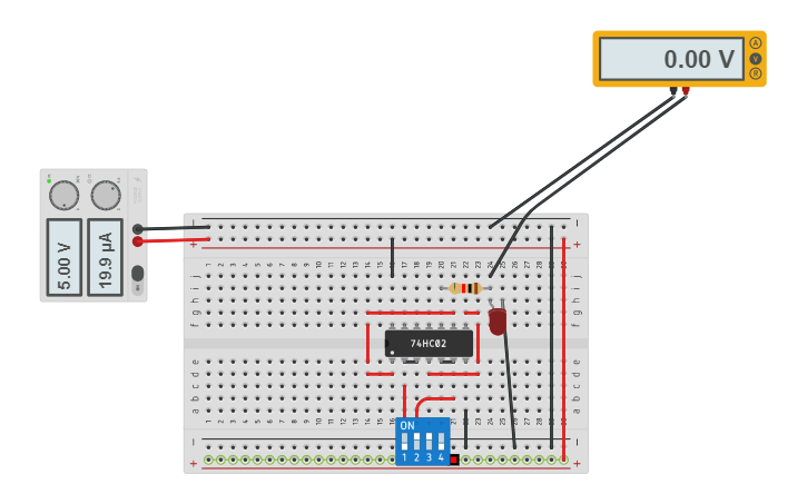 Circuit design and gate using nor gate - Tinkercad