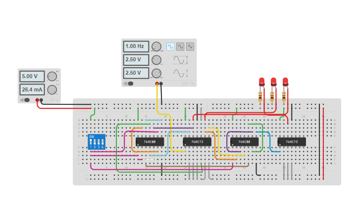 Circuit Design 3bit Asynchronous Up Down Counter Tinkercad