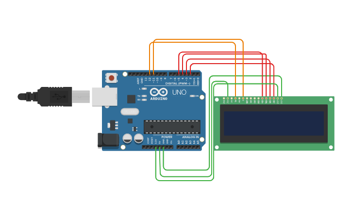 Circuit design LCD Hello World - Tinkercad
