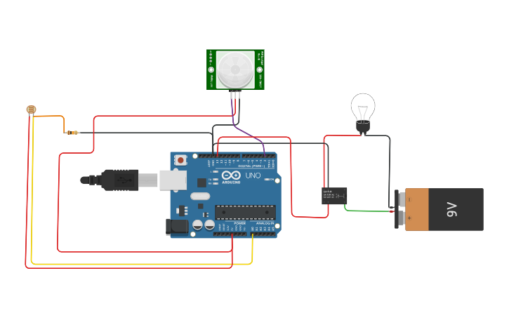 Circuit design Smart Street light - Tinkercad