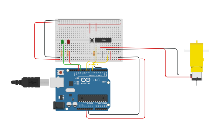 Circuit design Elevator simulation with led - Tinkercad