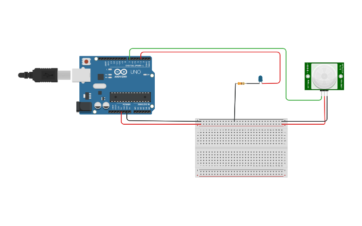 Circuit design Sensor PIR | Tinkercad