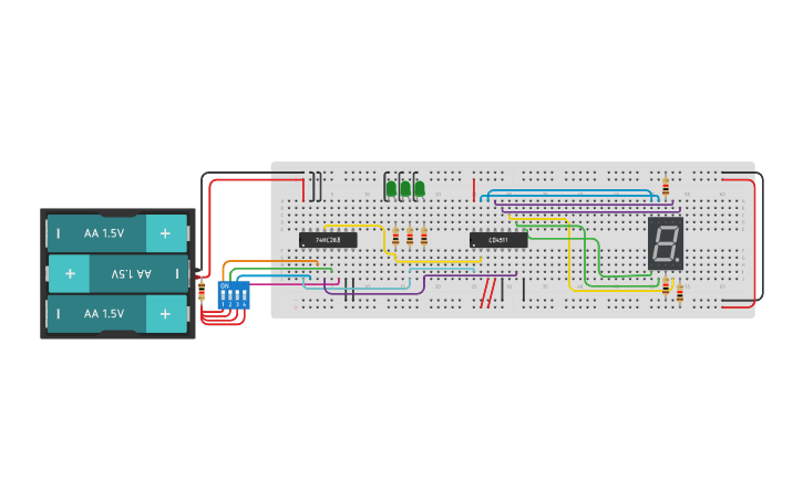 Circuit design Copy of Sumador con decodificador | Tinkercad Circuit design Copy of Sumador con decodificador | Tinkercad