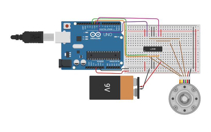 Circuit design motor a pasos - Tinkercad
